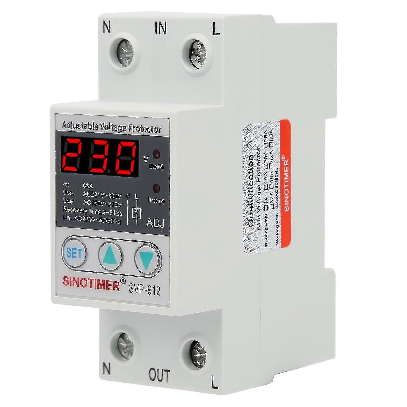 230V Under Over Voltage Protector Adjustable Recovery Protective Relay ...