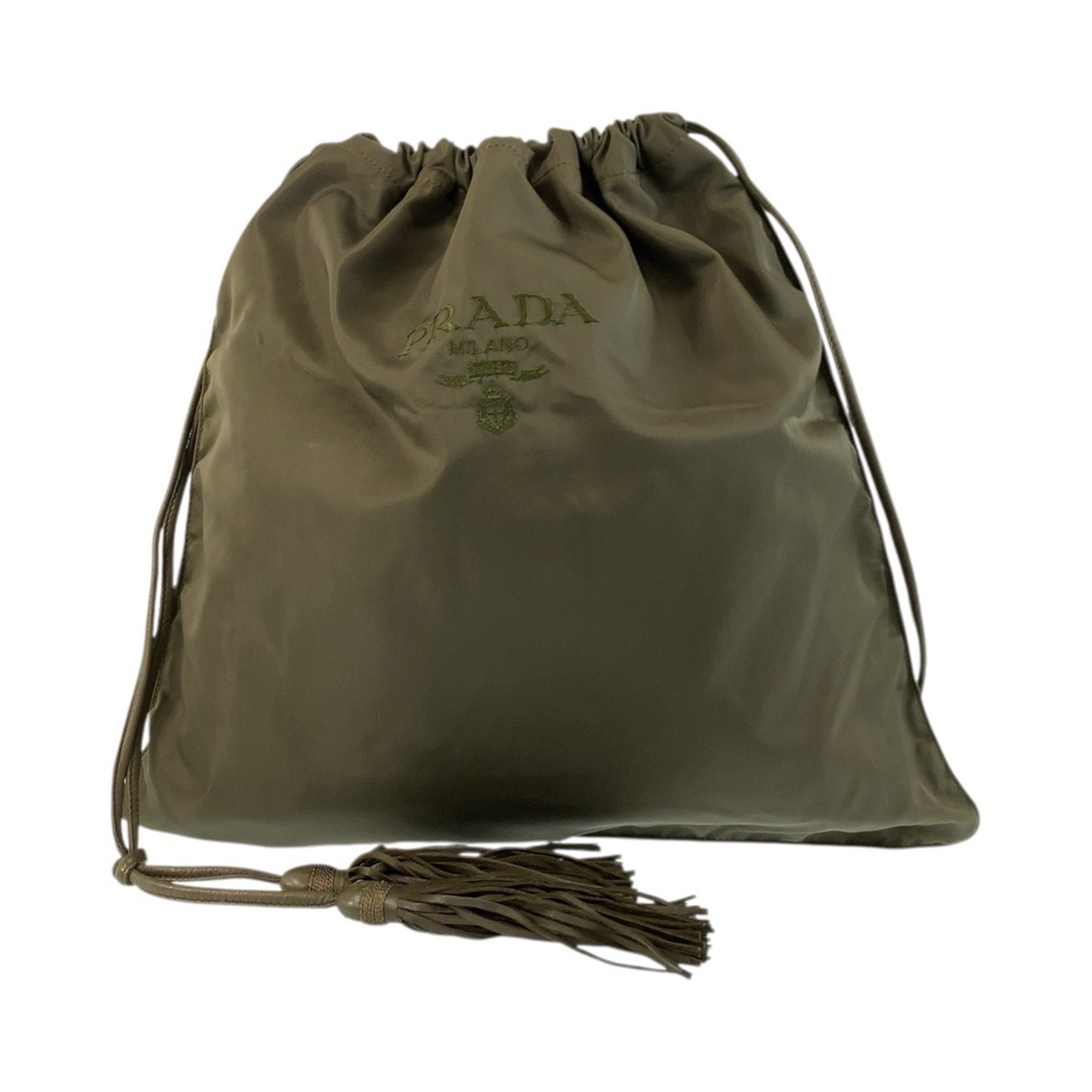 Pre-Owned PRADA Prada Tessuto Khaki Nylon Shoulder Bag Drawstring for ...