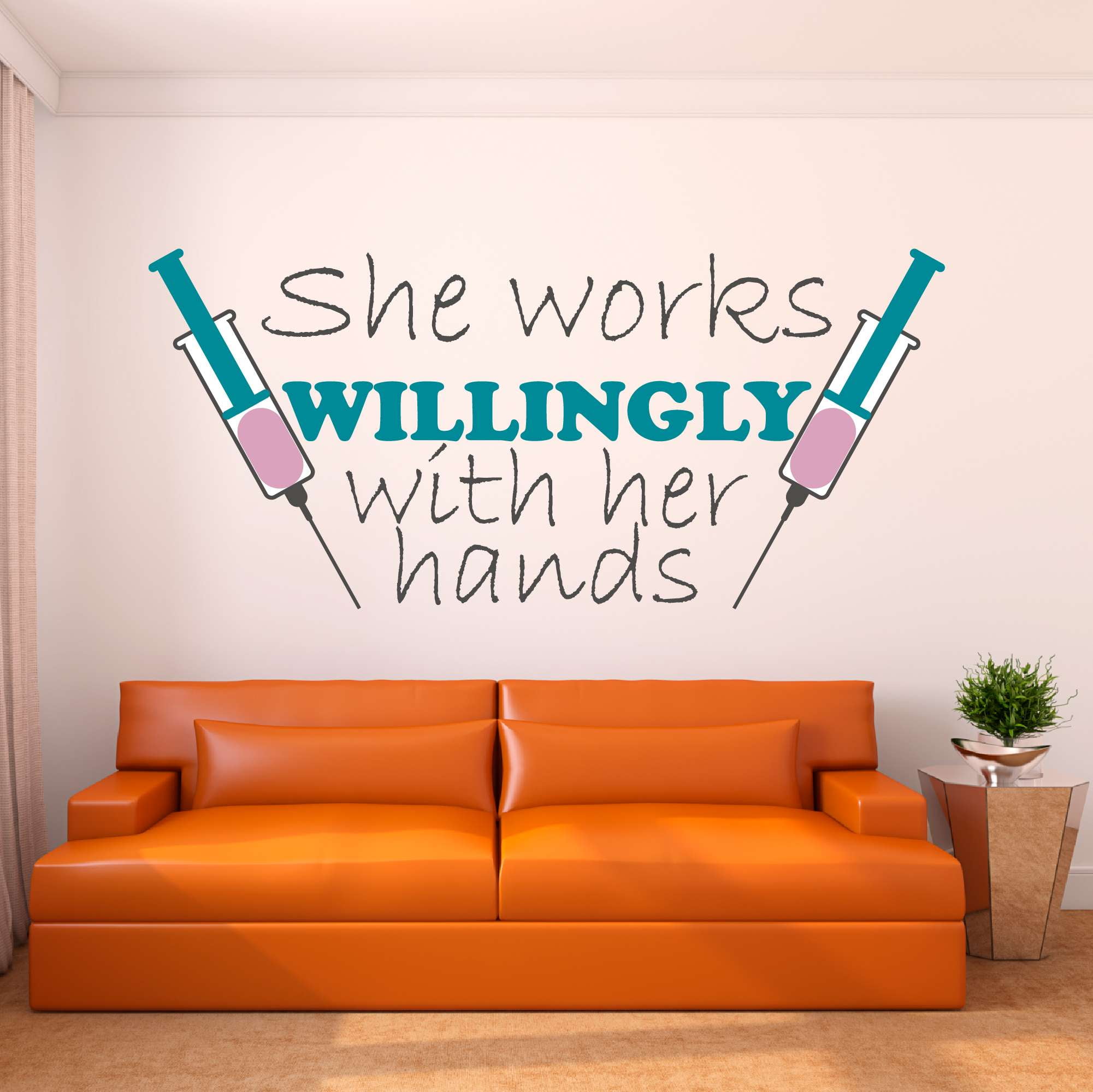 Girls She works willingly with her Hands Cute Girly Wall Decal ...