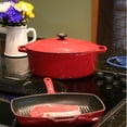 Chasseur 12-inch Red Rectangular French Enameled Cast Iron Grill Pan ...