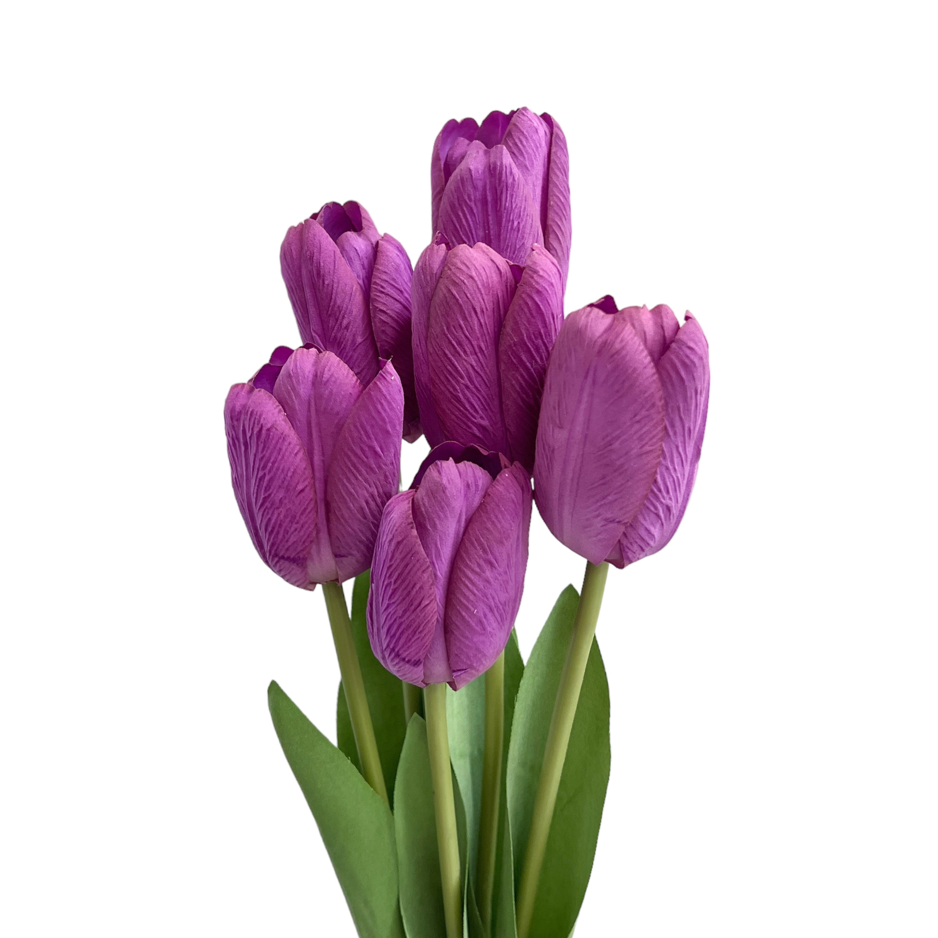 Realistic Touch Artificial Tulips Stems in Multiple Colors - Set of 6 ...