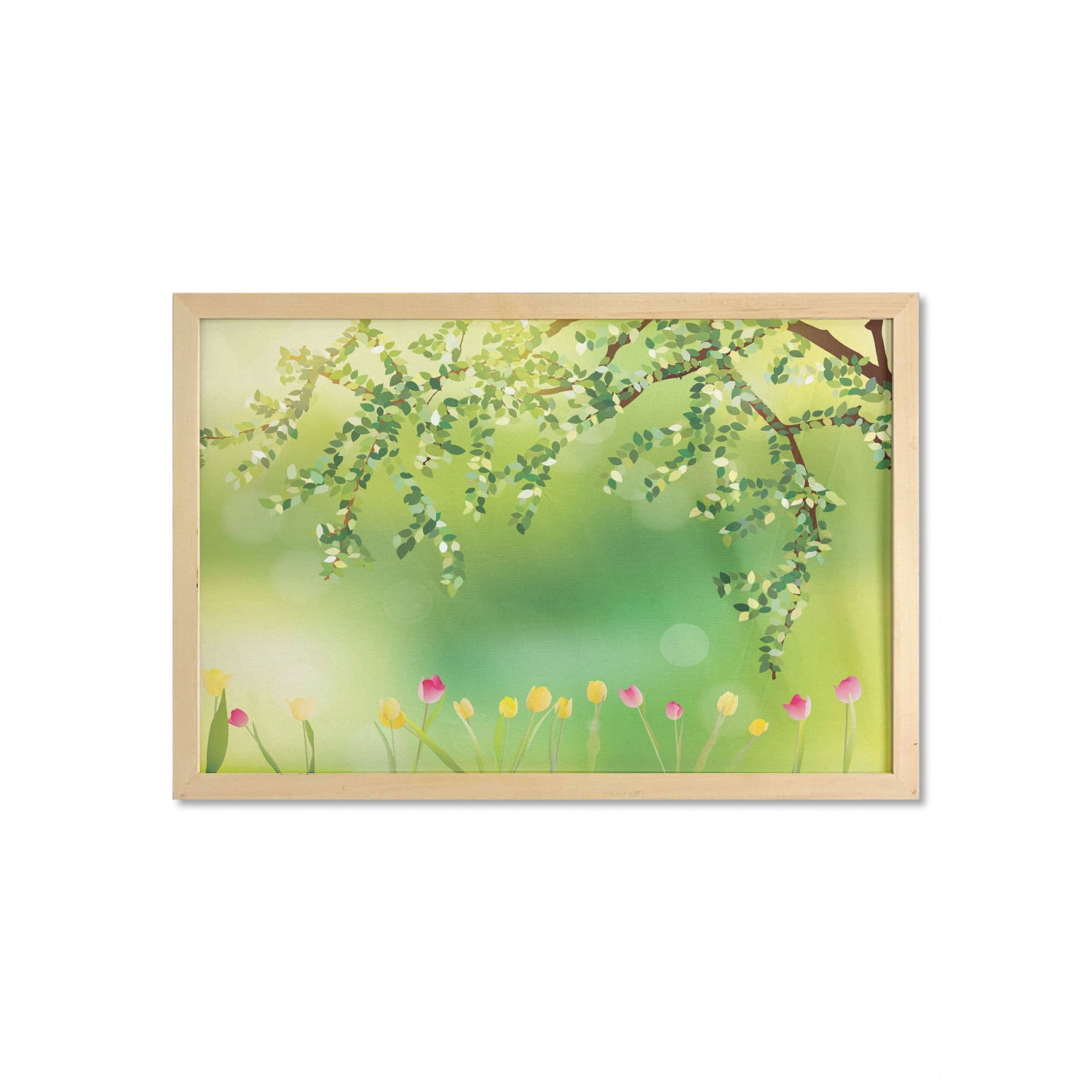 Tulip Wall Art with Frame, Tulips Colored Petals Under Tree Branch in ...
