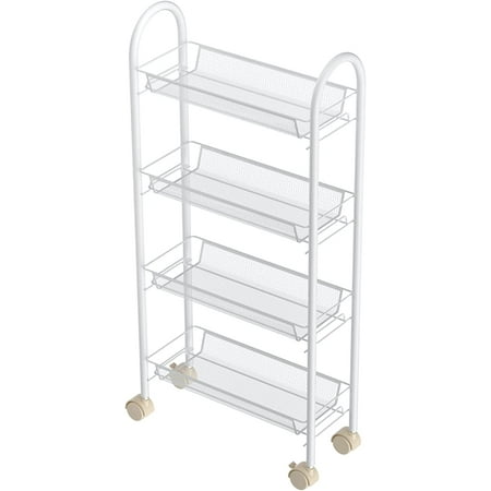LZMY 4 Tier Slim Rolling Cart Kitchen Storage Organizer Mesh Wire ...