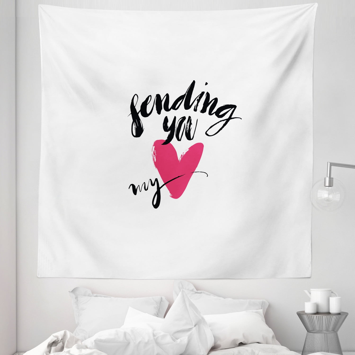 Love Tapestry, Ink Brush Hand Lettering Sending You My Heart Modern ...