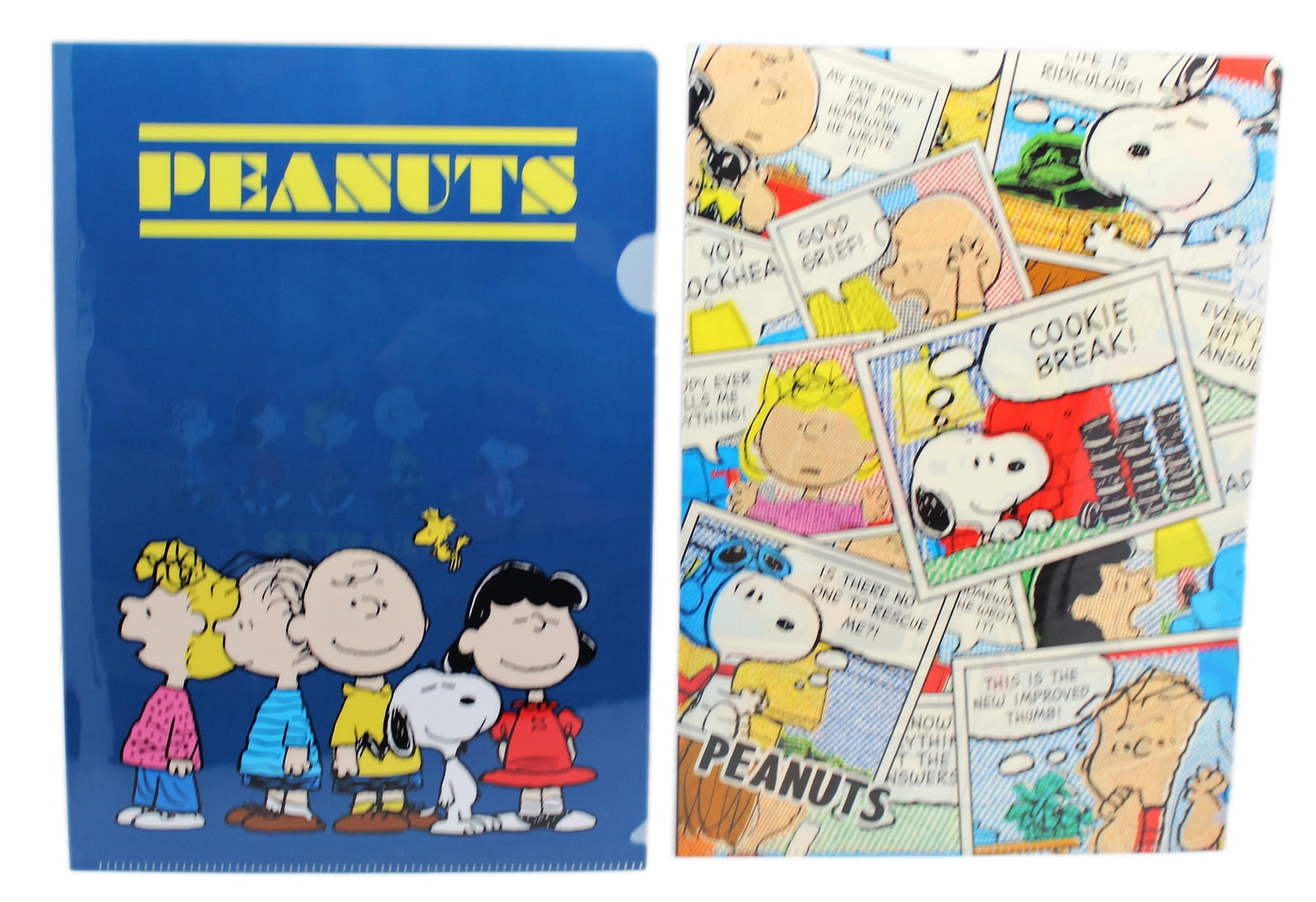 Snoopy and the Peanuts Gang Comic Design and Plain Blue Folder Set (2 ...