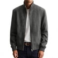 Abomasnow Men's Big and Tall Suede Jackets Zip Up Long Sleeve Stand ...