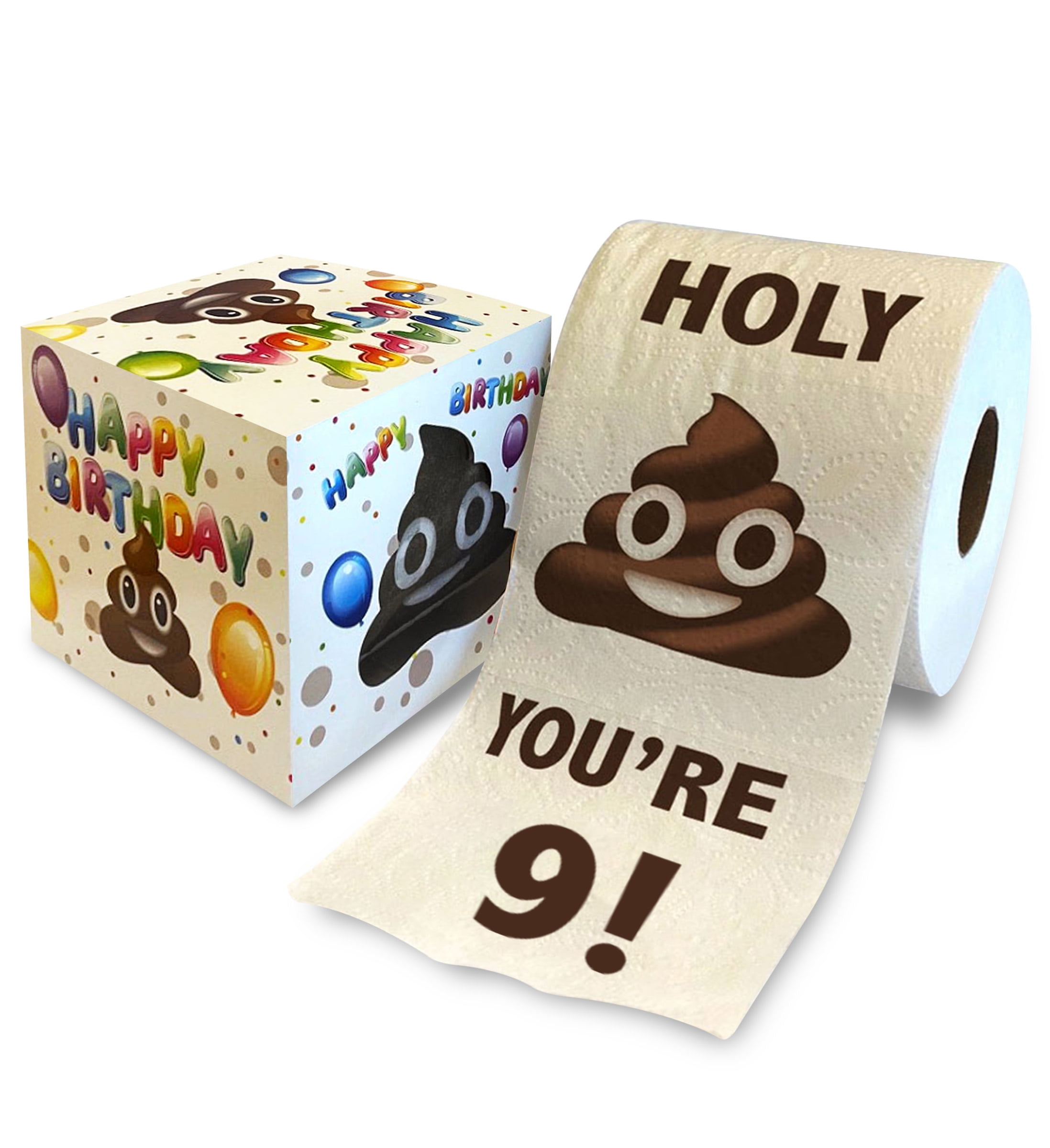 Printed TP Holy Poop You're 9 Printed Toilet Paper Gag Gift – Happy 9th ...