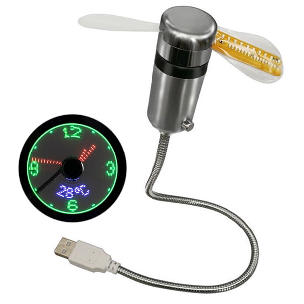 LED Clock Fan DC 5V Mini Cooling Flashing Fan Clock Fans Time ...