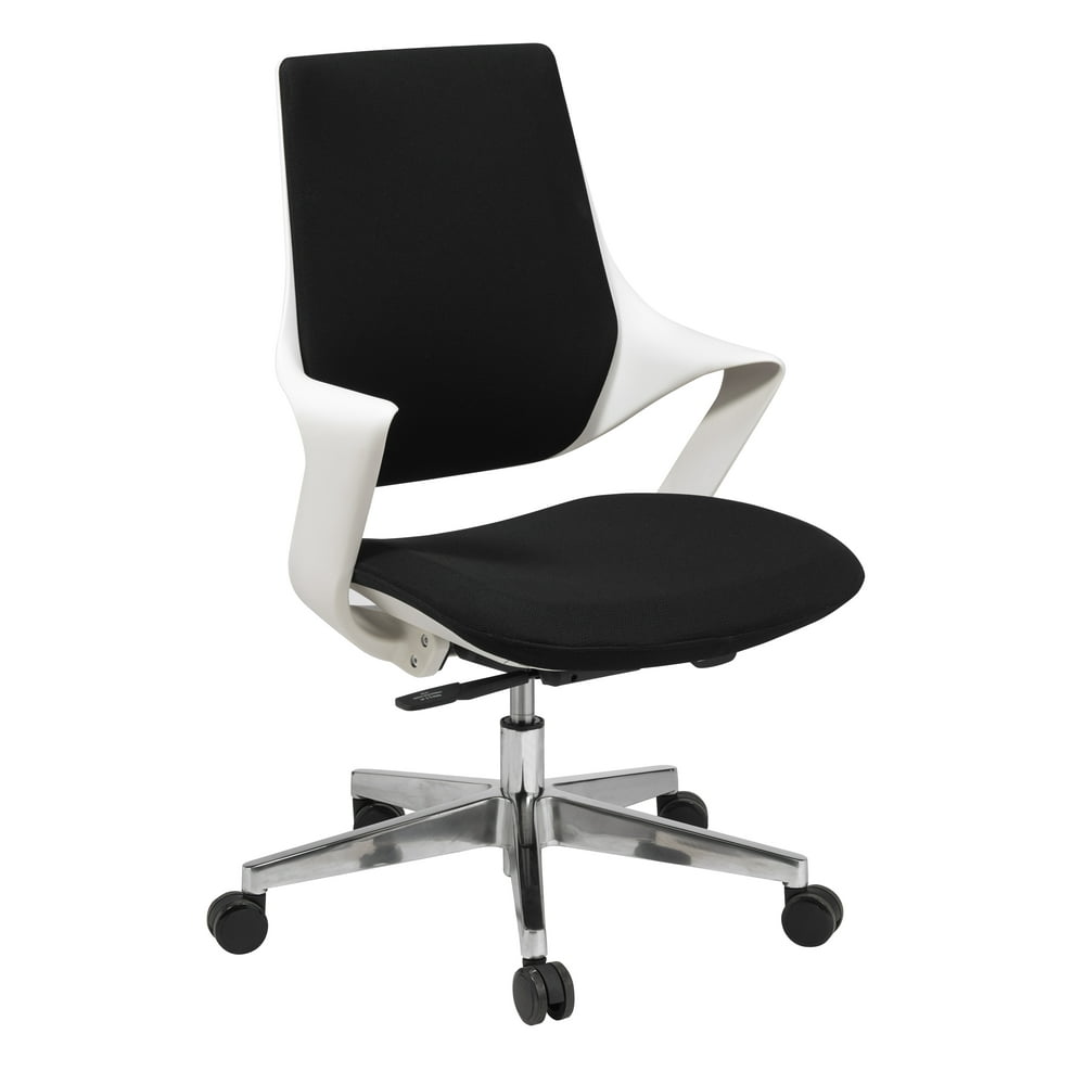 Olio Designs Mia Office Chair, White Shell, Black Fabric - Walmart.com ...