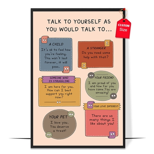 LOLUIS Be Kind To Yourself Positive Self Talk Poster, Mental Health ...