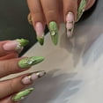 10 Pieces Almond Color Long False Press on Nails Set with 3D Sun ...