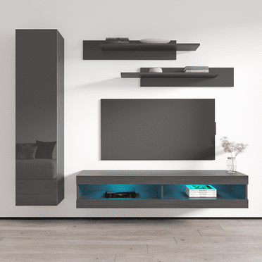 POVISON Minimalist Floating TV Stand, Modern Wall-Mounted Entertainment ...