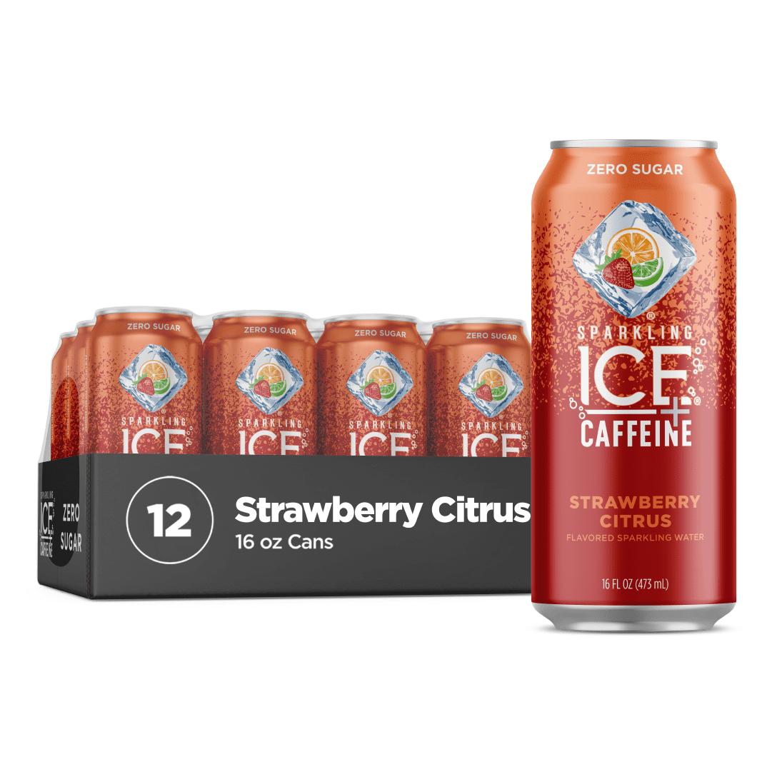 Sparkling Ice +Caffeine Strawberry Citrus Sparkling Water, 16 Fl Oz, 12 Count Bottles - Walmart.com