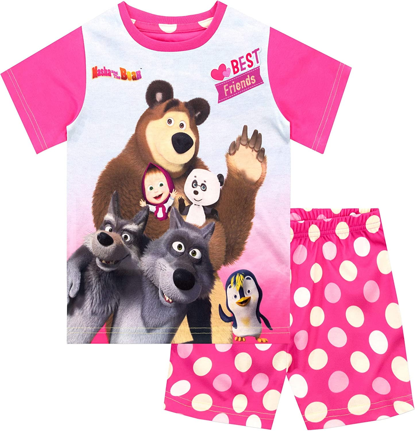 Masha and the Bear Girls Best Friends Pajamas Pink Sizes 2T-8 - Walmart.com
