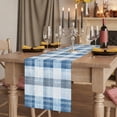 Blue Checkered Burlap Cotton Table Runner 13x120 Inches Long, Farmhouse ...