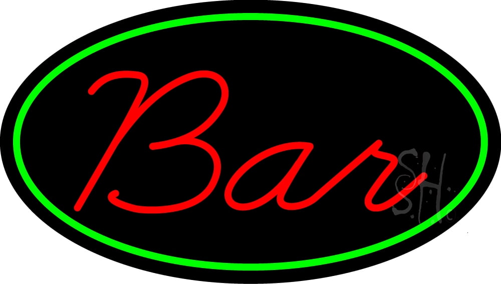 Cursive Red Bar LED Neon Sign 13 x 32 - inches, Clear Edge Cut Acrylic ...