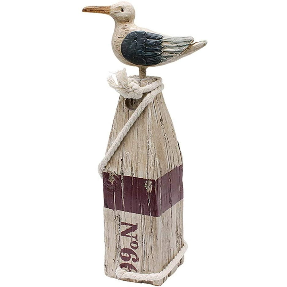 Seagull Figurine Nautical Decorations Ornaments Bird Statue Rustic ...