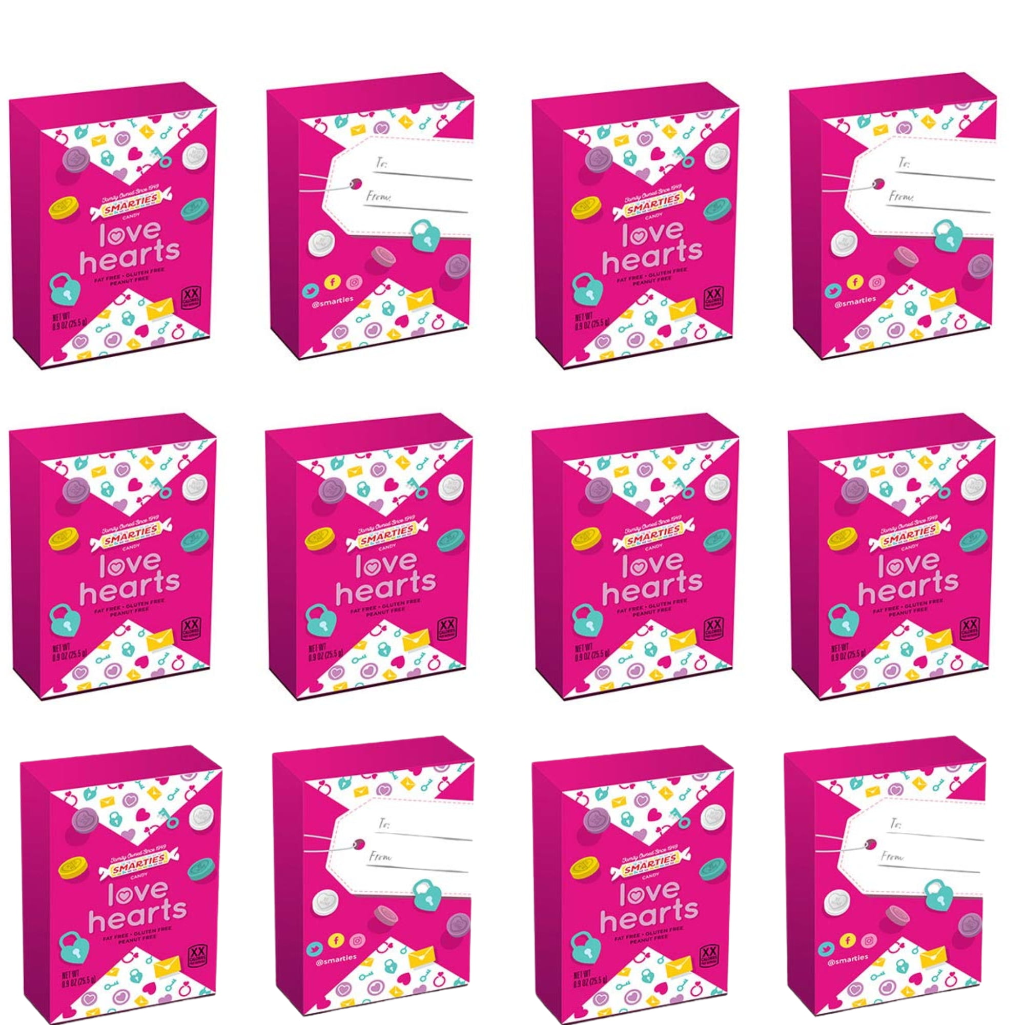 Smarties Valentine Love Hearts Hard Candy Rolls Mini Boxes Assorted ...