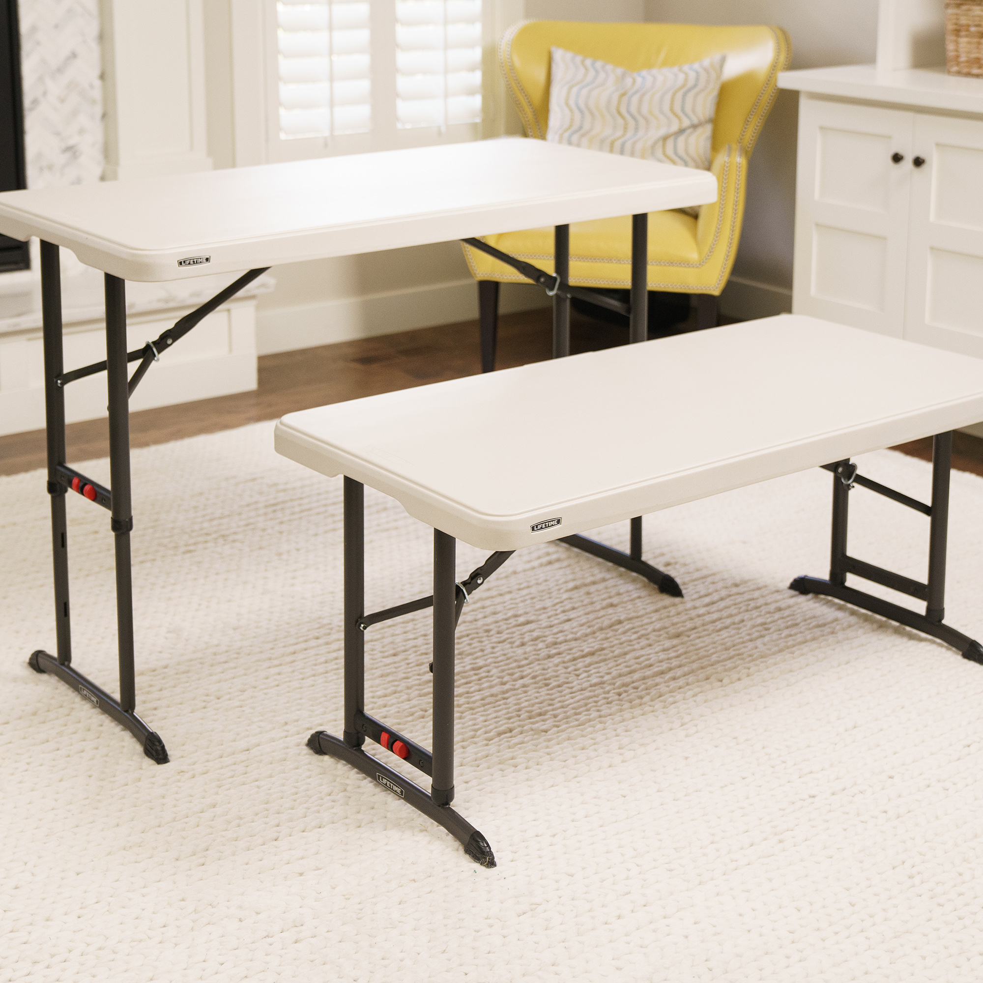 Lifetime 4 foot Almond Adjustable Hight Nesting Table 2-Pack (80926 ...