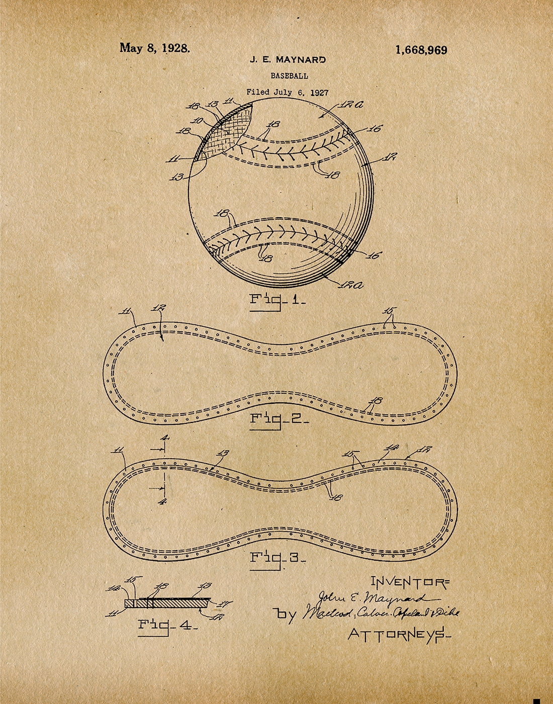 Original Baseball Artwork Submitted In 1928 - Baseball - Patent Art ...