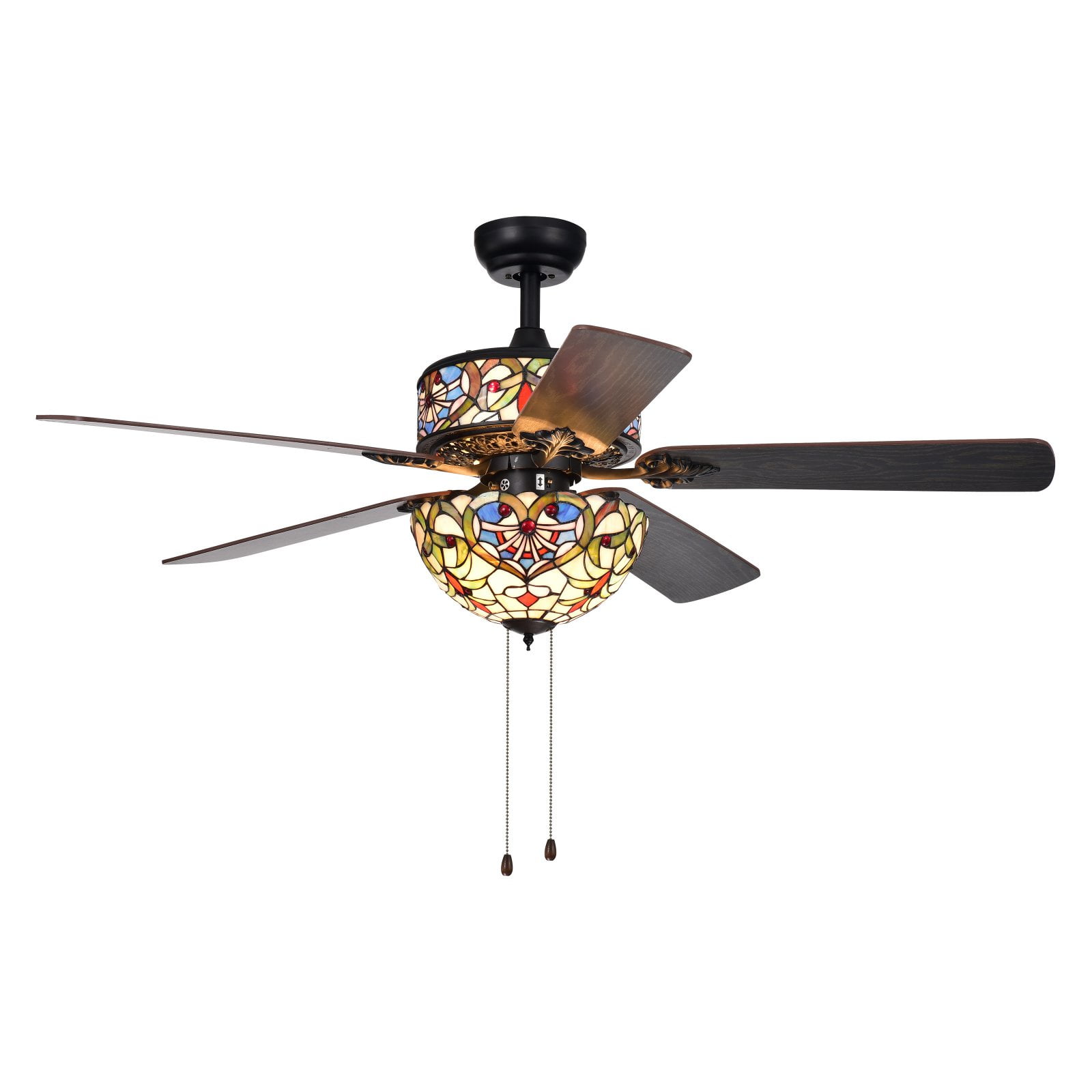 Ransoe 6-Light Blue Heart Tiffany 5-Blade 52-Inch Matte Black Ceiling ...