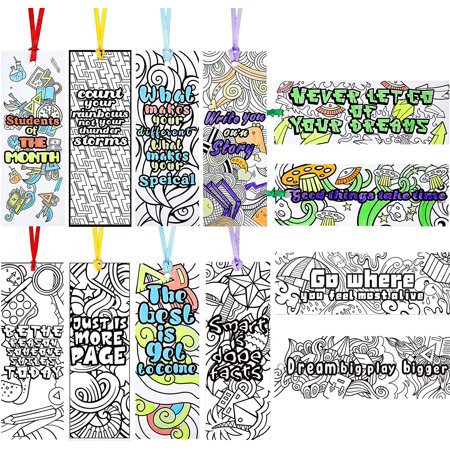 60 Pieces Color Your Own Bookmarks DIY Bookmarks Coloring Paper ...