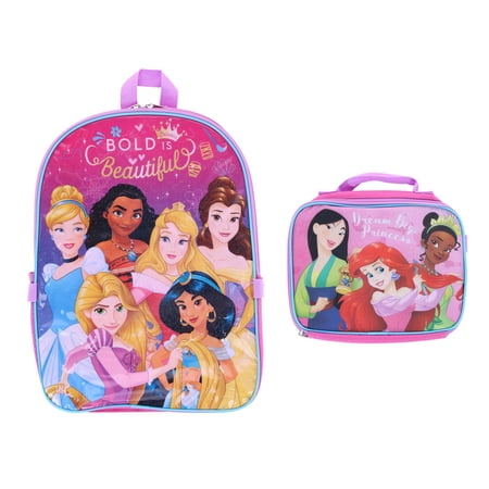 Disney Girl's Princess 16-Inch Backpack with Matching Lunch Bag ...