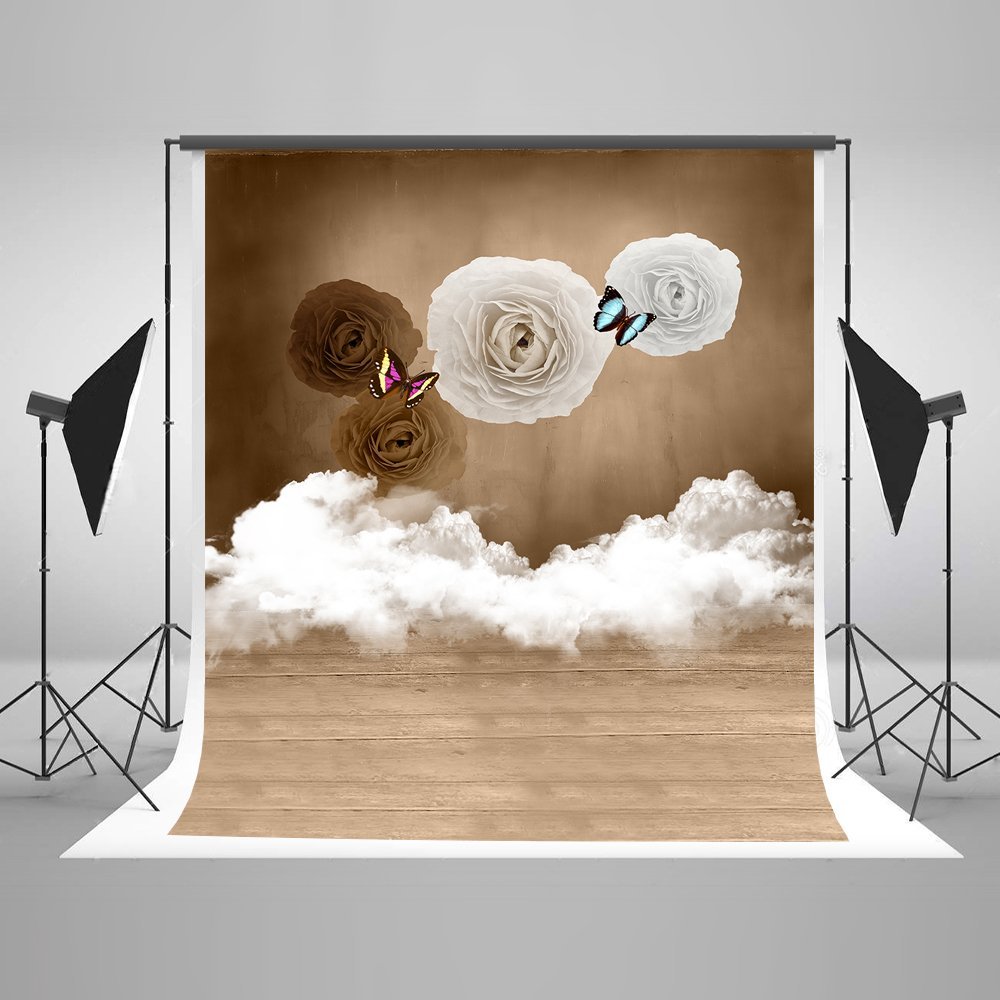 MOHome 5x7ft Solid Brown Wall Photography Backdrops Brown Wood Floor ...