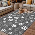 Black Paw Print Outdoor Rug, Modern Classic Black White Animal Large ...