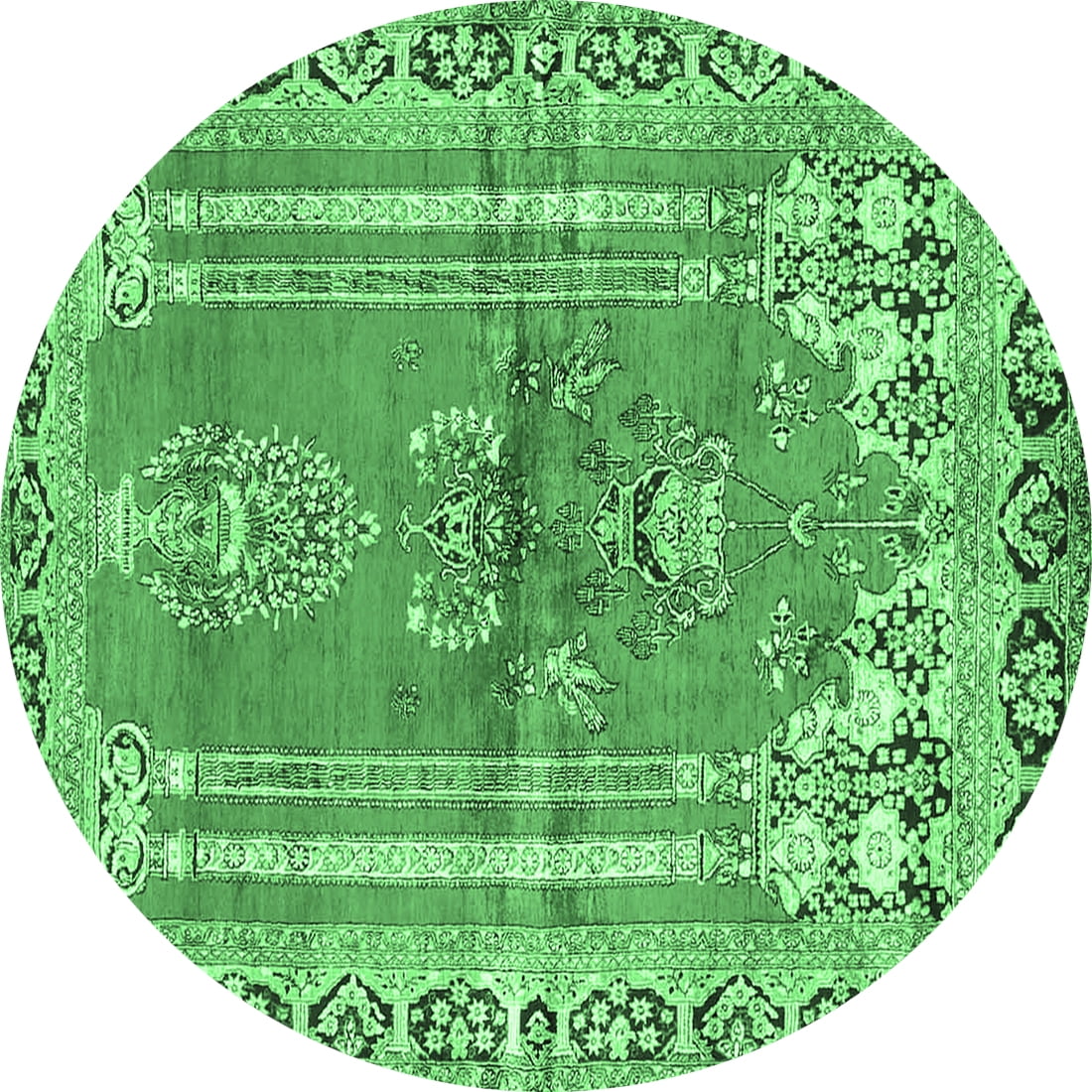 Ahgly Company Indoor Round Persian Emerald Green Traditional Area Rugs ...