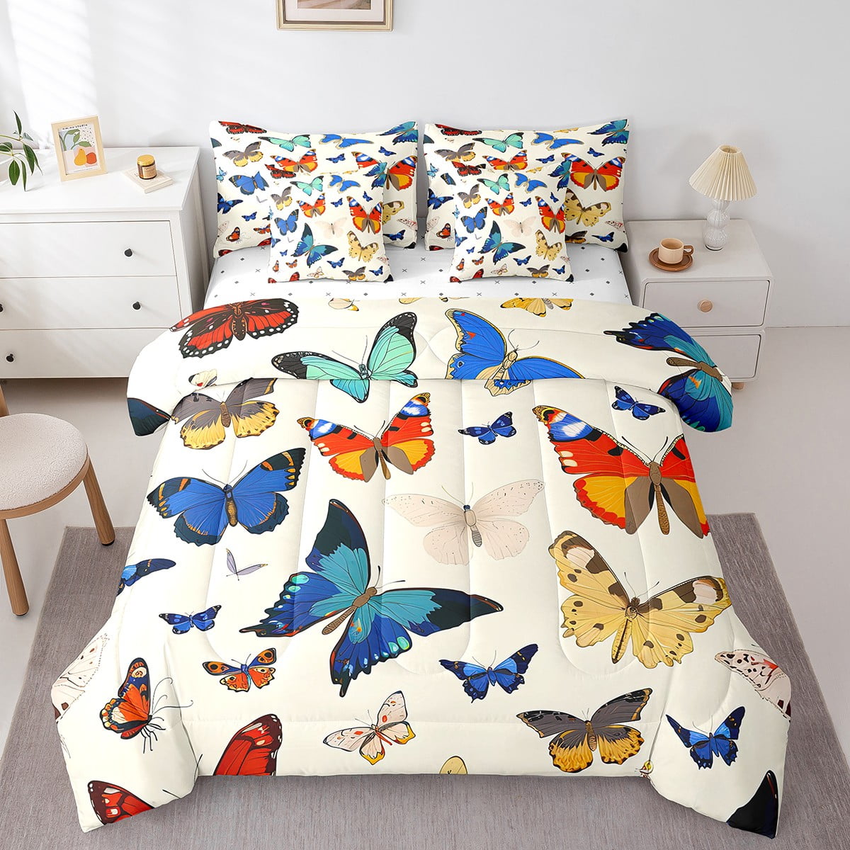 Click here for Yst Butterfly King Comforter Set - 7 Pieces Bed In... prices