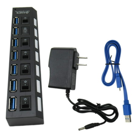 New USB 30 Hub 7 Port Powered USB Hub Expander Aluminum USB 30 Data ...