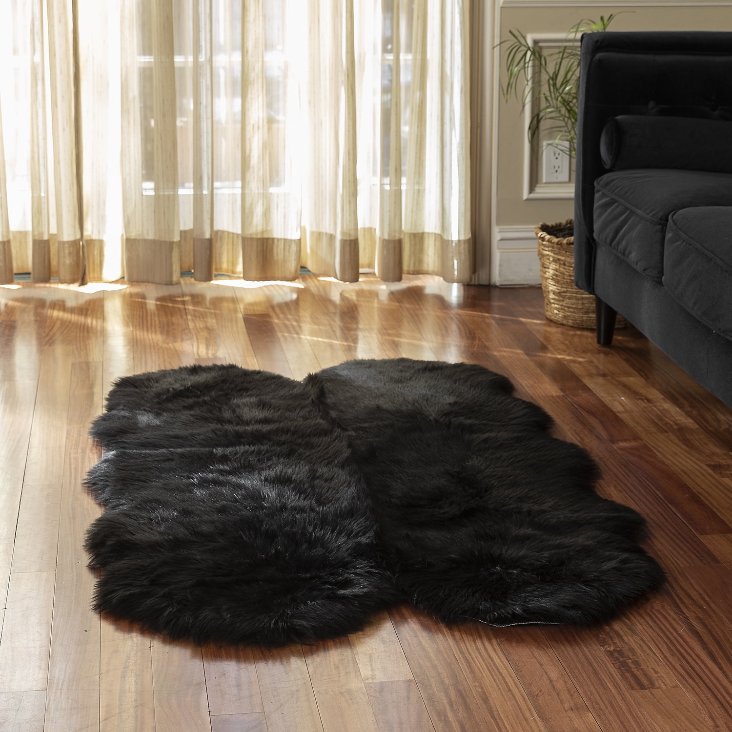 Faux Fur Area Rug Luxuriously Soft and Eco Friendly 3' X 5' Black ...