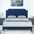 Gymax Queen Size Velvet Platform Bed w/ Button Tufted & Nailhead Trim ...