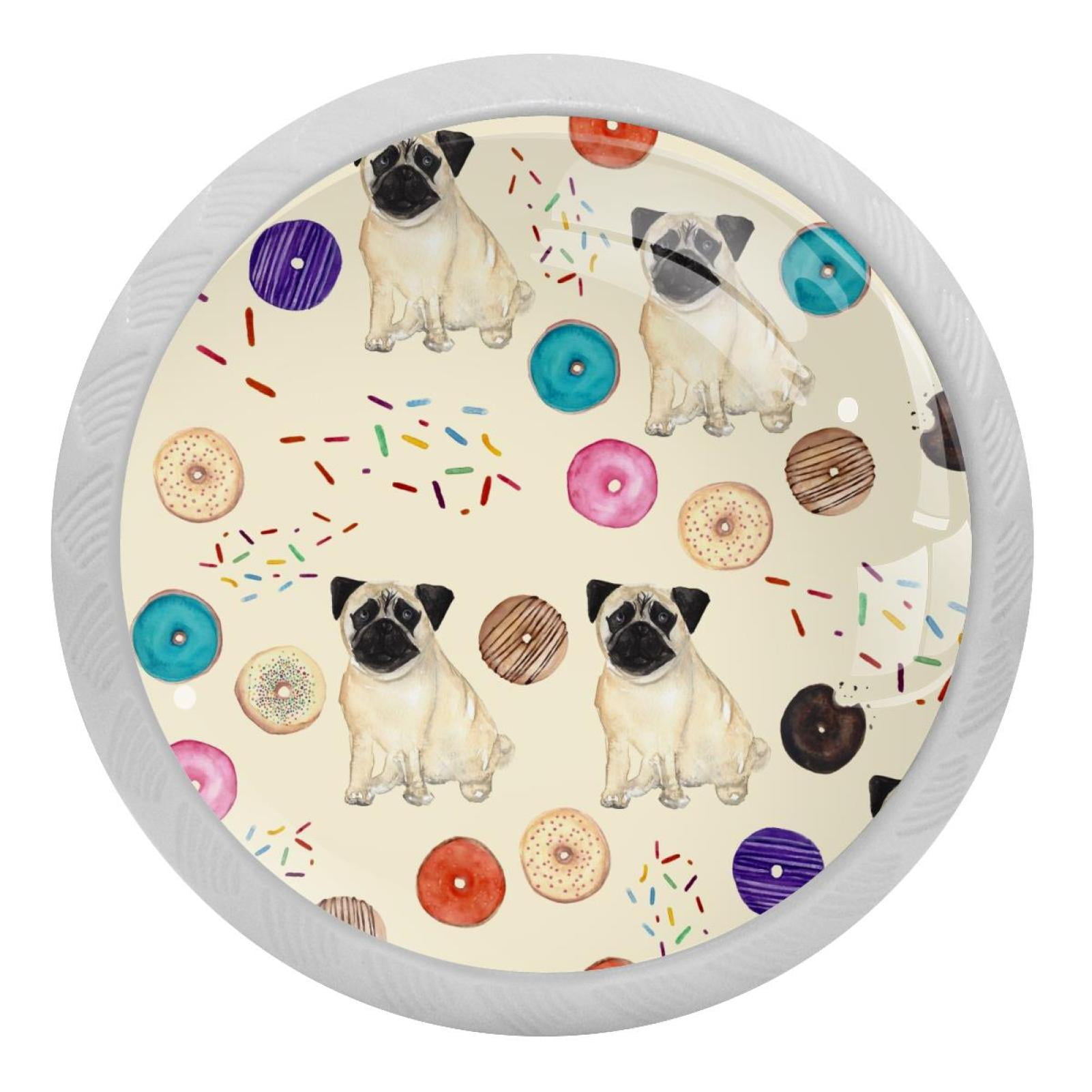 4PCS Round Pug Donuts Cabinet Fluorescence Knob Glowing in the Dark ...