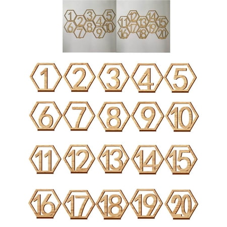 Wood Table Numbers 1-20 Number Sign Corner Ornament Signs Hollow ...