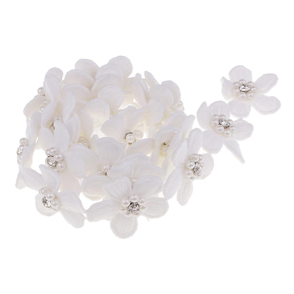 Click here for Elodie 1 Yard Flowers Pearl Crystal Ribbon Sewing... prices