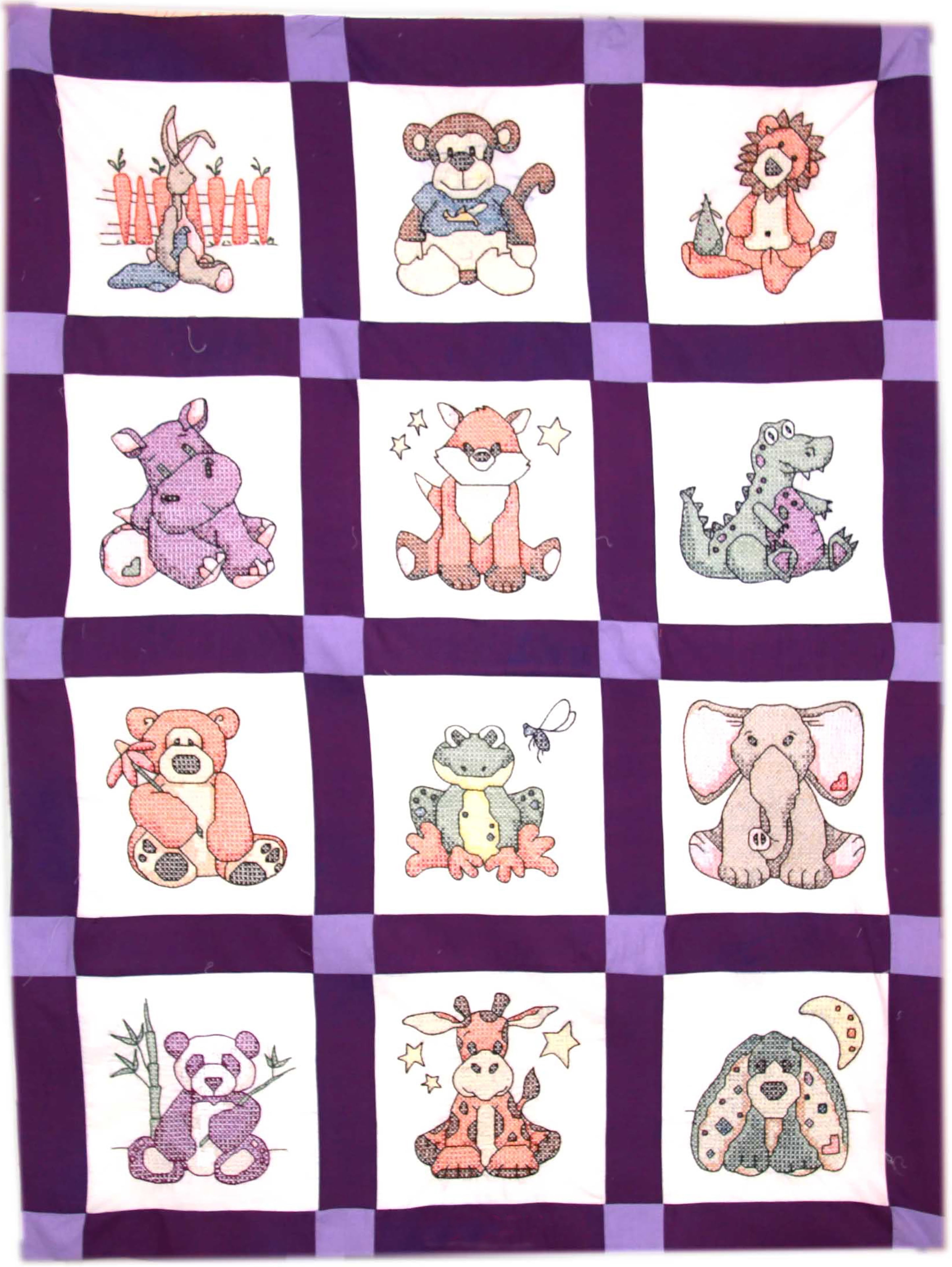 Fairway Stamped Baby Quilt Blocks 9"X9" 12/Pkg-Stuffed Animal - Walmart.com