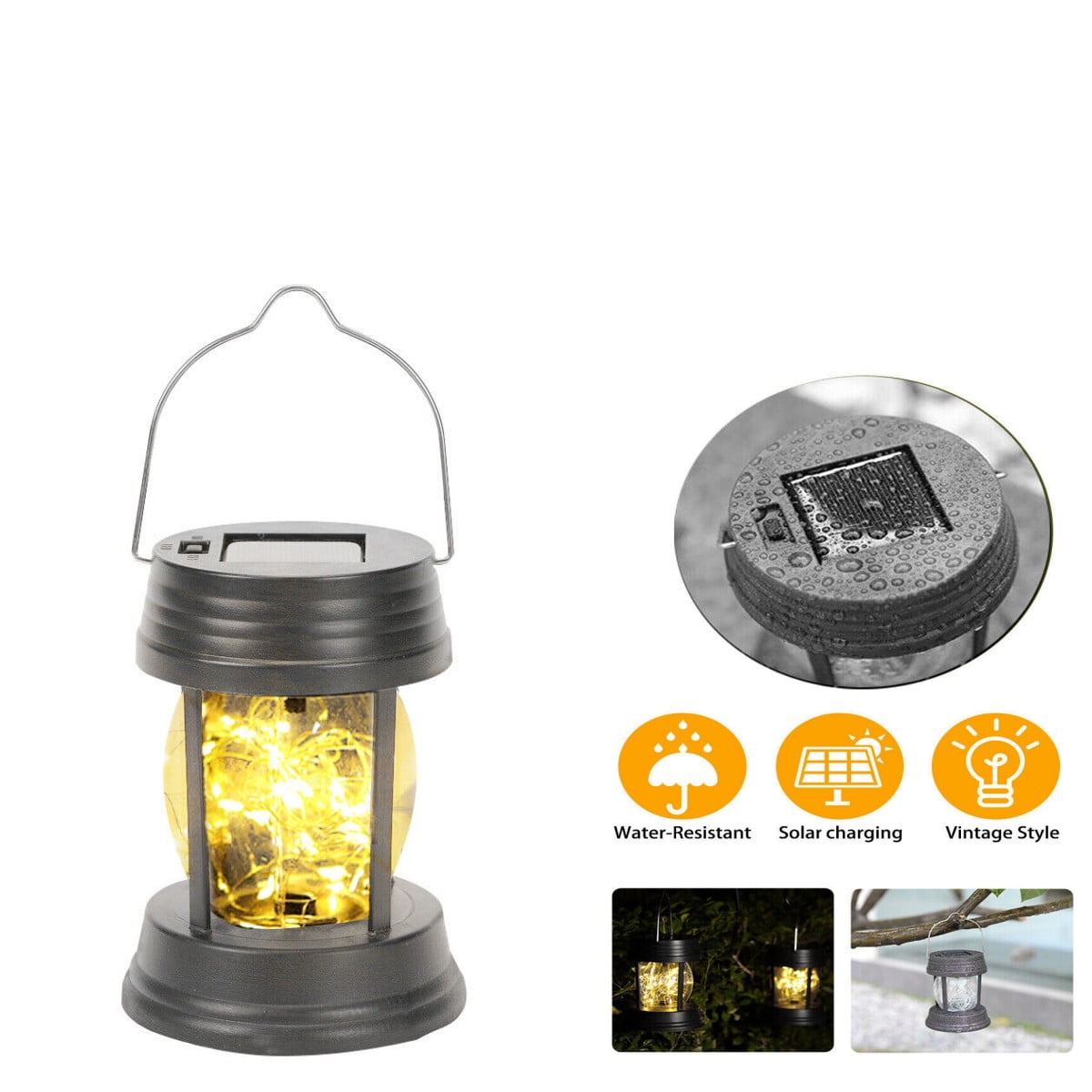 Solar Lantern Outdoor Waterproof Hanging Solar Garden Lights, Solar ...