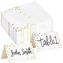 100 Pack Gold Metallic Border Place Cards, 2 x 3.5 in, Folded Table ...