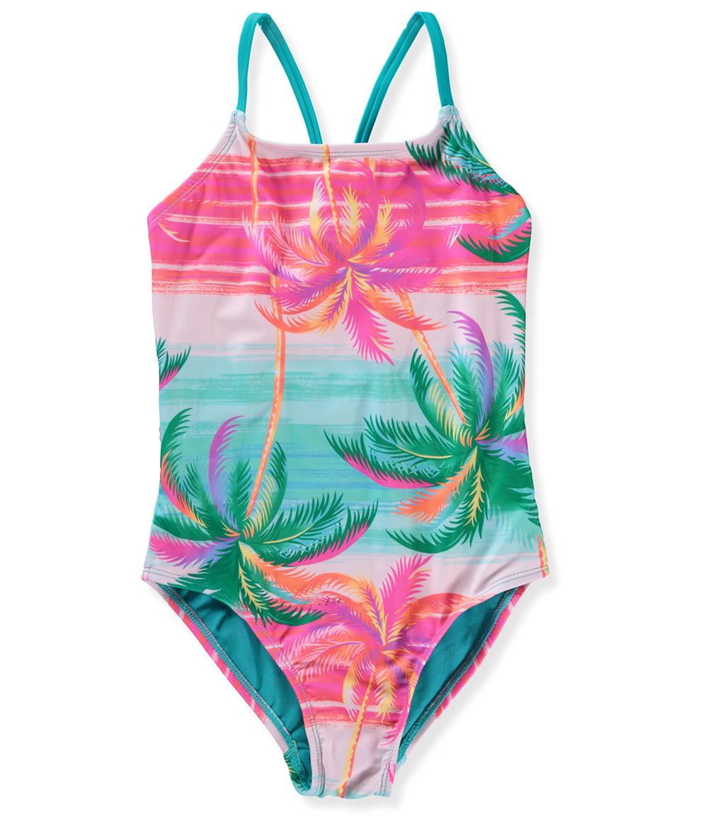 Breaking Waves Girls 7-16 One Piece Palm Bow Swimsuit (Multi 12 ...