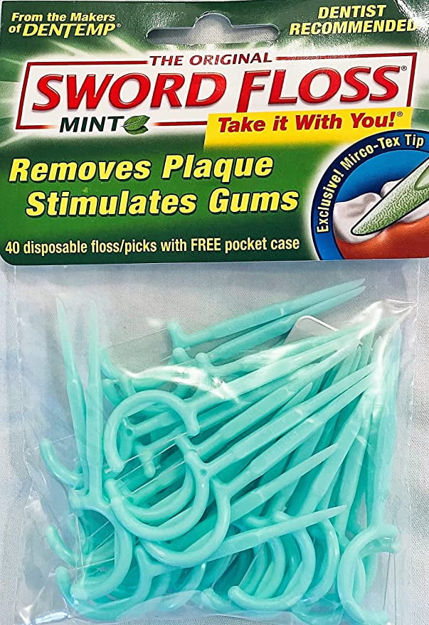 Sword Floss Disposable Floss/Picks Mint 40 Each (Pack of 12) - Walmart.com