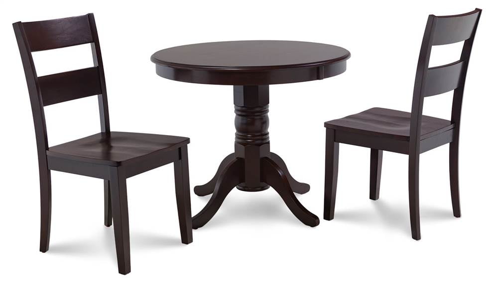 3-Pc Small Kitchen Table Set in Cappuccino Finish - Walmart.com