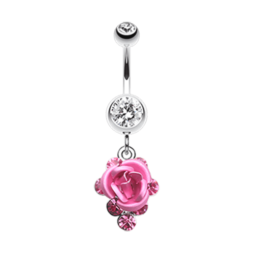 Rose Gems Cluster Belly Button Ring