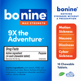 Bonine Max Strength Motion Sickness & Nausea Relief, Chewable Tablets ...