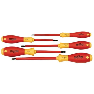 Wiha Insulated SoftFinish Screwdriver Set, Slotted/Phillips, 5Pc ...