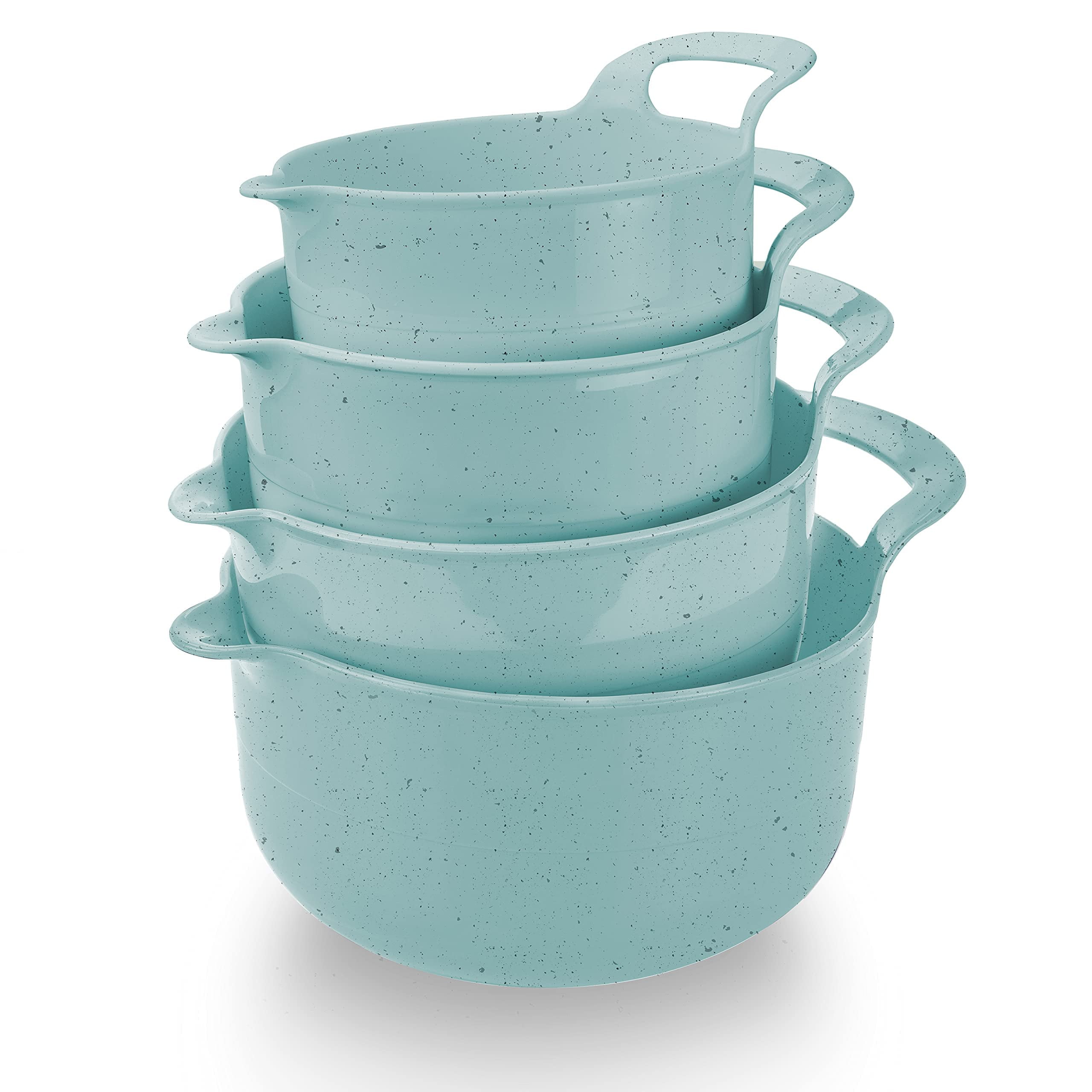 Cook with Color Plastic Mixing Bowl Set with Pour Spouts and Handles, 4 ...