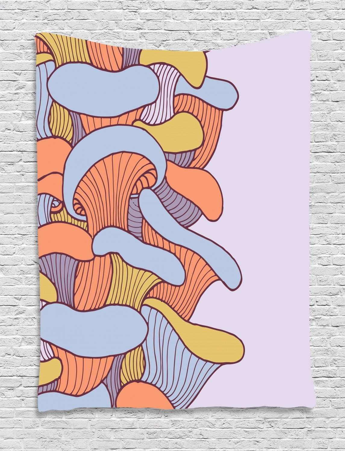 Colorful Tapestry, Illustration with Doodle Abstract Mushrooms Autumn ...