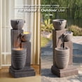 Teamson Home Horizontal Ribbed Pattern Outdoor Water Fountain–Warm Glow ...