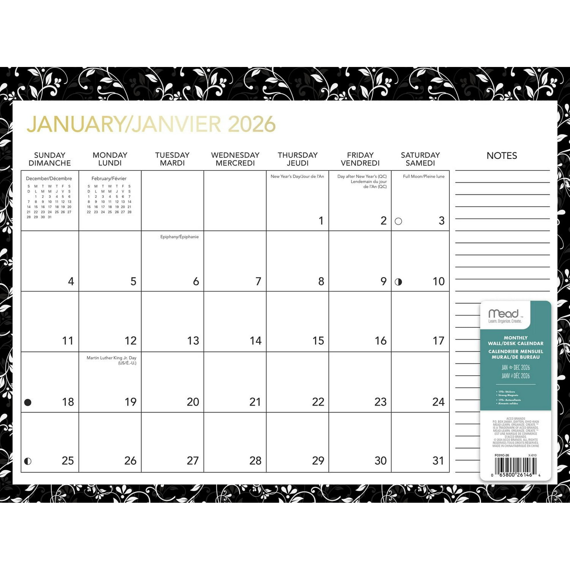 Click here for 2026 Mead Black & White Family Planning Calendar 1... prices
